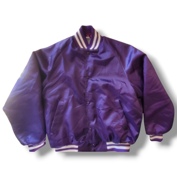 ASW | Jackets & Coats | Nos Nwot Vintage Asw Purple Satin Bomber Sports ...